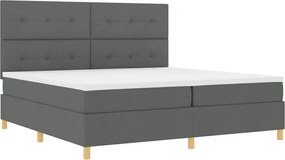 Postel s boxspringem s čelo Tmavě šedá 200 x 200 cm textil 3339645