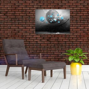 Skleněný obraz - světle modré abstraktní koule (70x50 cm)