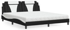 Postel Viana s matrací černá a bílá 180 x 200 cm umělá kůže 3208815