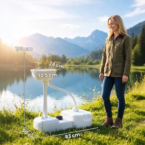 Outsunny Kempingové umyvadlo 17L Ruční umyvadlo se sběračem odpadní vody Dřez s dávkovačem HDPE šedý 83x50x103 cm pro venkovní použití |