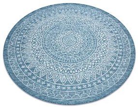 Kulatý koberec SISAL LOFT 21207 modrý / stříbrný / slonová kost Rozměr: průměr 120 cm