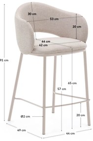 Krémová barová židle (výška sedáku 65 cm) Maina – Kave Home