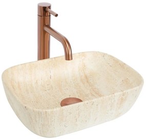 REA-U4700 - Umyvadlo na desku BELINDA 25x36 cm keramika/béžová/imitace kamene REA-U4700