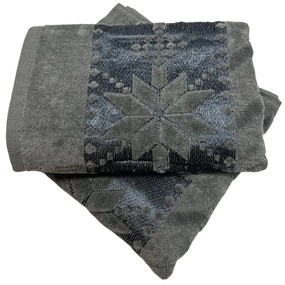 Žakárový froté ručník šedá hvězdička 50x90cm TiaHome