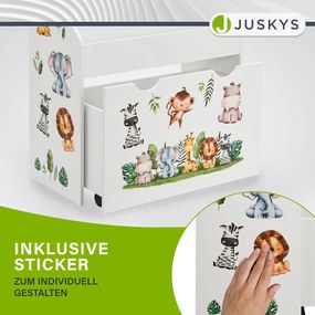 Juskys Dětská knihovna se třemi přihrádkami a boxem na hračky