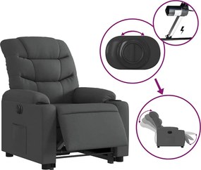 Elektrické zvedací polohovací křeslo tmavě šedé textil 3206664
