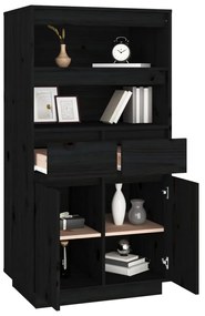 Skříň highboard černá 60 x 40 x 116,5 cm masivní borové dřevo