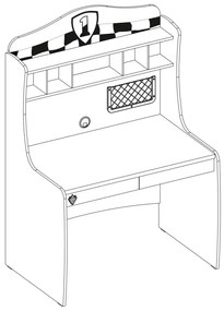 Psací stůl Fittipaldi - červená/šedá
