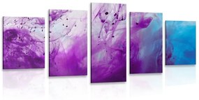 5-dílný obraz kouzelná fialová abstrakce - 200x100 cm