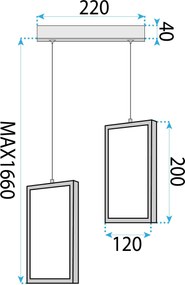 Toolight Toolight, LED závěsné osvětlení, 12W, 3000K, 3500lm, LHJ086-2CP, zlatá, OSW-50061