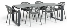 Zahradní jídelní set pro 6 osob s šedou židlí Joanna a stolem Strong, 210 x 100 cm