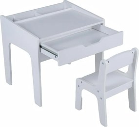 Costway Dětský stůl a židle se zásuvkou a 3 přihrádkami, bílý