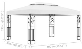 Altán s dvojitou střechou 3 x 4 m bílý - Default Title