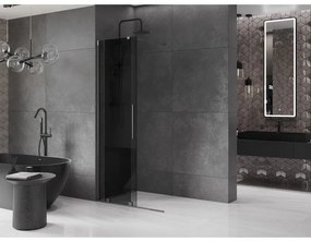 Mexen Velar, sprchová zástěna s posuvnými dveřmi Walk-in 80 x 200 cm, 8mm šedé sklo, grafit broušený, 871-080-000-43-66