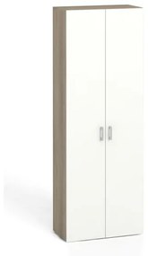 Kancelářská skříň s dveřmi PRIMO KOMBI, 5 polic, 2233 x 800 x 400 mm, dub přírodní / bílá
