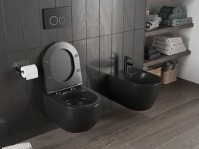 Mexen Carmen WC mísa Rimless Tornado se zpomalujícím sedátkem slim, duroplast, černá mat - 30881085T