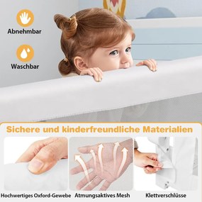Costway Bed Rail Bezpečnostní zábradlí pro batolata s měkkou pěnou s popruhem