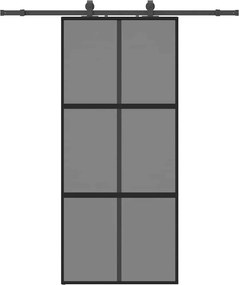 Posuvné dveře se sadou kování černé 90x205 cm Tvrzené sklo 3375827