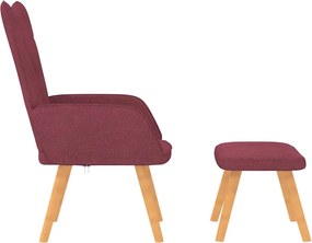 Relaxační křeslo se stoličkou vínové textil 327542
