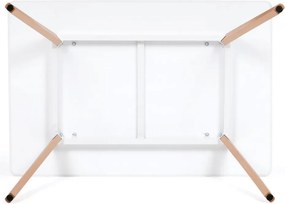 Jídelní stůl, MDF, bílý matný lak, masiv buk (120 x 80) cm