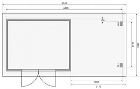 Dřevěný zahradní domek BASTRUP 7 s přístavkem Lanitplast