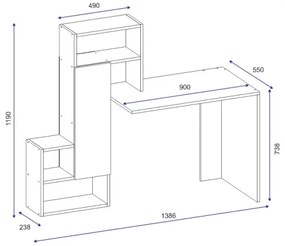 Pracovní stůl s policí IRMAK 119x138,6 cm bílá