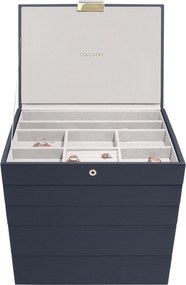 Krabička na šperky Stackers Pebble pětidílná classic tmavomodrá
