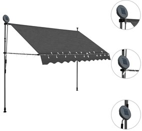 vidaXL Marketos Ručně zatahovací markýza s LED světlem 300 cm antracitová