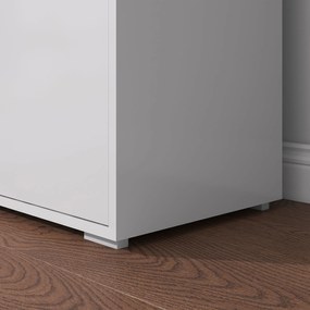 Úložný kabinet HOMCOM s 2 zásuvkami a 2 skříňkami, nastavitelnými policemi, pro obývací pokoj, kuchyň, ložnici, 79 x 36 x 74 cm, leskle bílý | Aosom