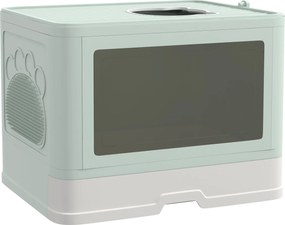 PawHut Krytý Kočičí Záchod Odnímatelný s Vyměnitelným Příslušenstvím, Skladovací Box, Hřebínek, 2 Dveře, Přední Vstup a Horní Výstup 48,5x38x36,5 cm S