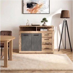 Komoda Leniza 120A, dub natural / grafit