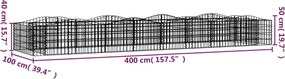 Klenutý gabion vyvýšený záhon 400x100x50 cm pozinkované železo 153551
