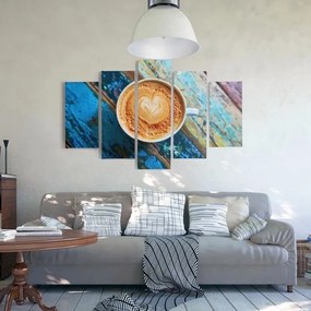 Obraz na plátně pětidílný Šálek kávy - 200x100 cm