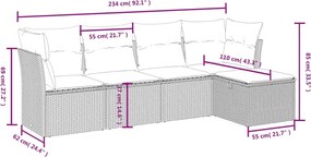 5dílná zahradní sedací souprava s poduškami černá polyratan 3263132