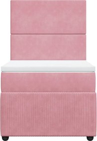 Box spring postel s matrací růžová 90x190 cm samet 3294513