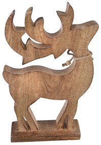 4Home Dekorace z mangového dřeva Snowflake Deer, 33 cm