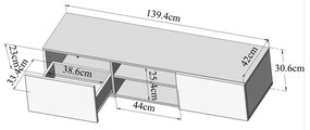 BonamiBílý televizní stolek TemaHome Podium, šířka 140 cm