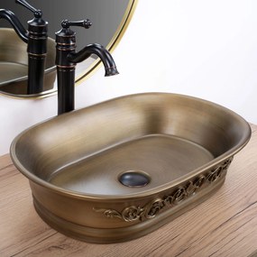 Rea Wilma Rustic, umyvadlo na desku 550x380x130 mm, broušená měď, REA-U3305