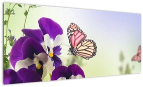 Abstraktní obraz motýlů (100x40cm)