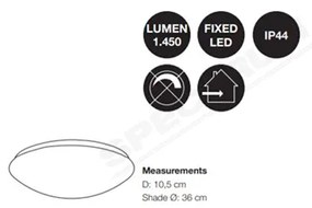 Klasické stropní LED svítidlo NORDLUX Ask O 360 x 105 mm, 18 W, se senzorem