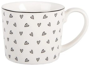 Bílý hrnek se srdíčky Lovely Day - 12*8*7 cm / 275 ml