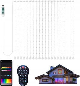Světelný Závěs 400 Led Ovládaná Aplikací S 100+ Scénickými A Diy Režimy