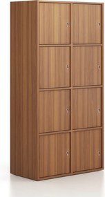 Kancelářská skříň FRAME, 8x dveře, 872 x 450 x 1735 mm, cylindrický zámek, ořech