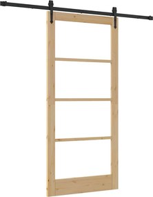 Posuvné dveře 93 x 202 cm Masivní borové dřevo a sklo 3332399