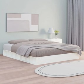 Rám postele bílý 140 x 200 cm masivní dřevo