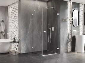 Mexen Lunar-B, pravostranný výklopný sprchový kout 70 x 70 cm, 8mm čiré sklo, bílý profil, 832-070-070-20-00-P