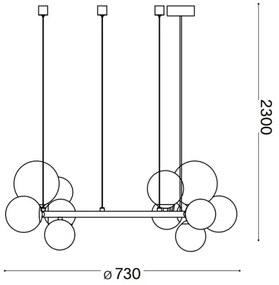 Ideal Lux - LED Lustr na lanku PERLAGE 11xG9/3W/230V pr. 73 cm zlatá/kouřová