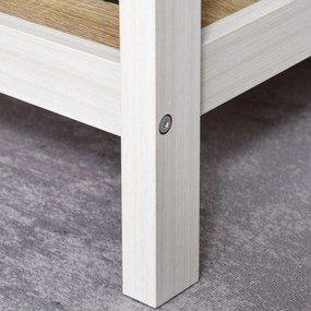 HOMCOM Multimedia Počítačový Stůl rozměry 110Š x 48H x 76V cm s 2 bočními policemi MDF E1 Světle Dub White | Aosom