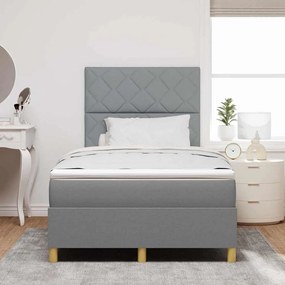 Postel s boxspringem s čelo Světle šedá 120 x 200 cm textil 3339686