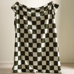 Bílá/zelená deka 130x170 cm Cosy Soft Checkerboard – Catherine Lansfield